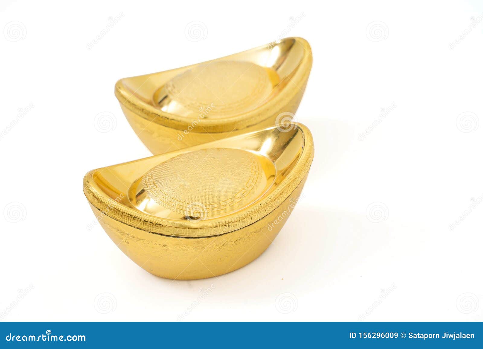 Chinese Gold Ingots Isolated on White Stock Image - Image of background ...