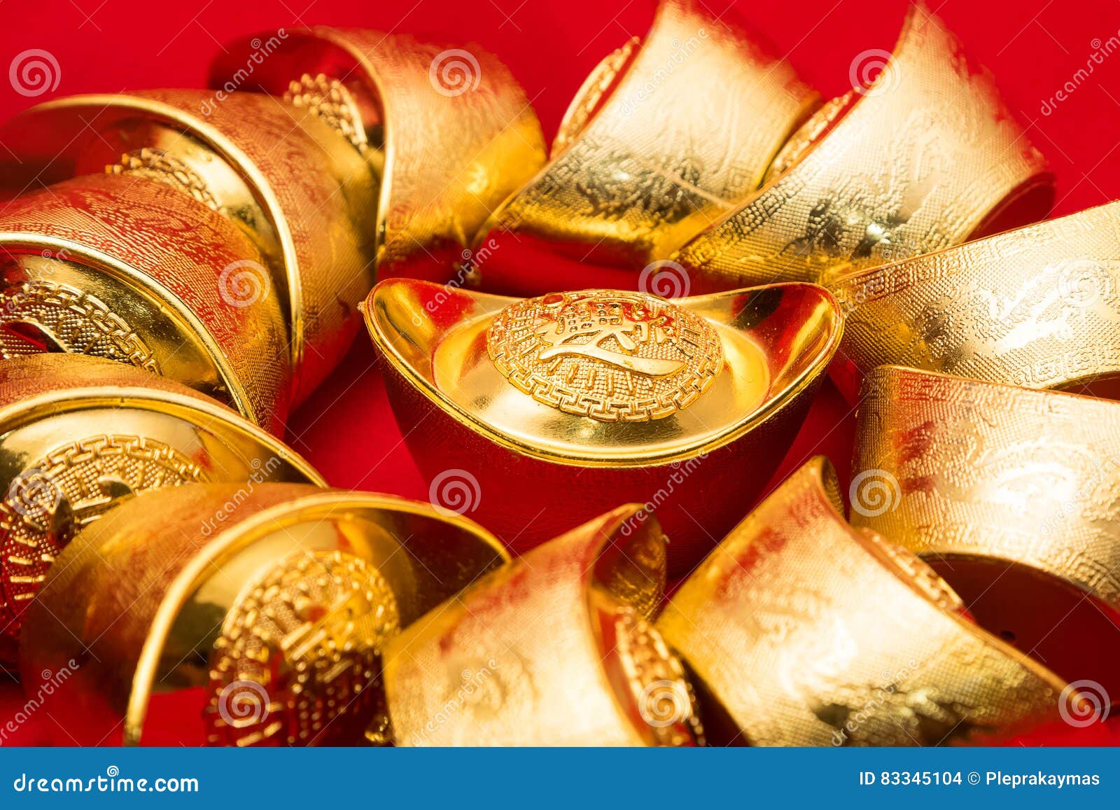 Chinese Gold Ingots on Red Background.text Translation Stock Photo ...