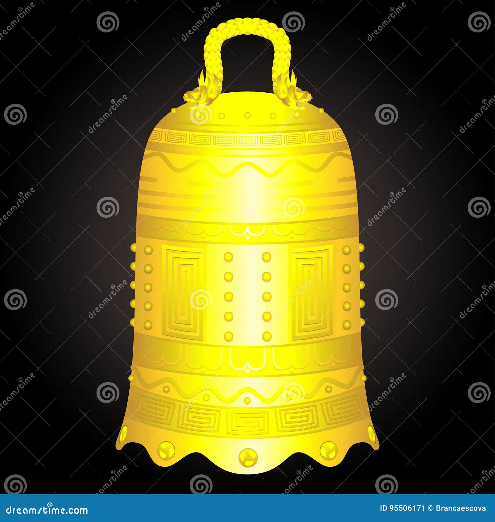 Chinese Golden Bell Artifact Vector Illustration Stock Vector ...