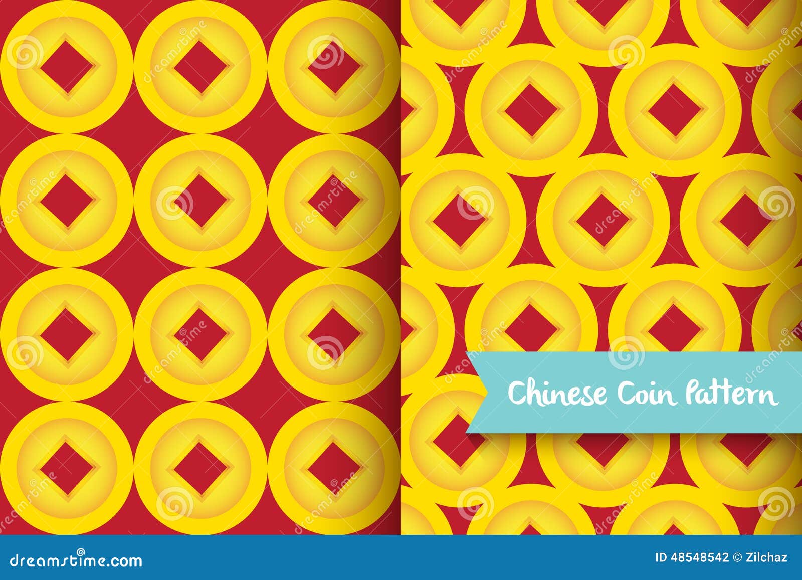 Chinese Golden Coin Pattern Stock Vector - Illustration of gold, style ...