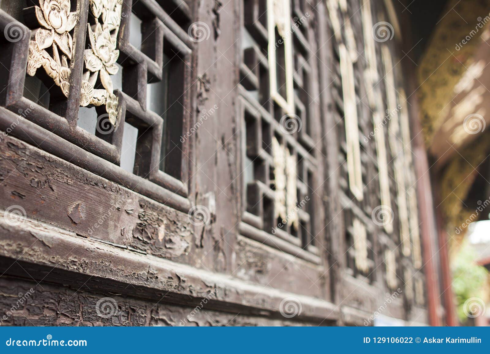 Chinese Golden Pattern on Window`s Shutters. Stock Photo - Image of ...