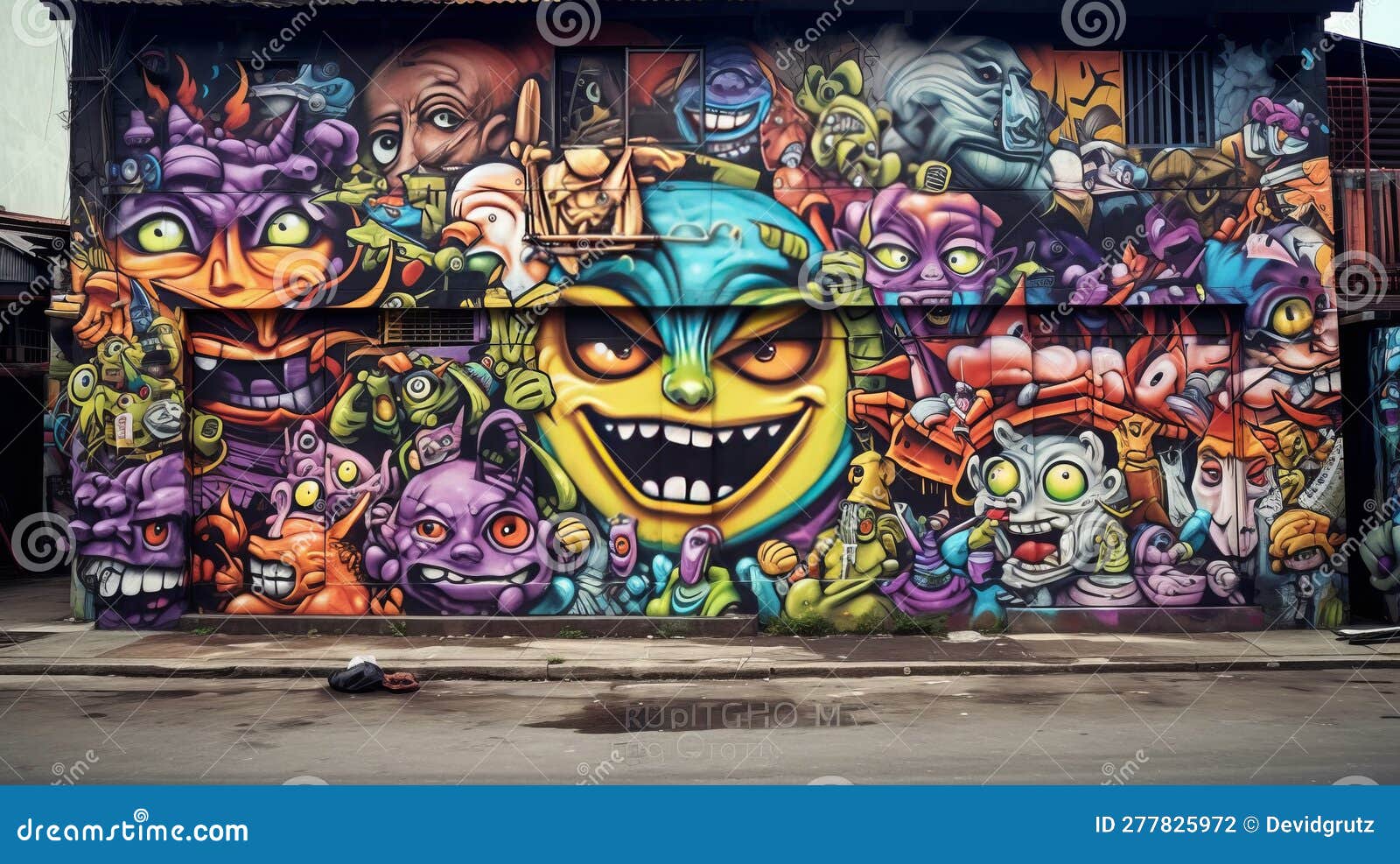 Chinese Graffiti on Street Wall. Generative AI Stock Illustration ...