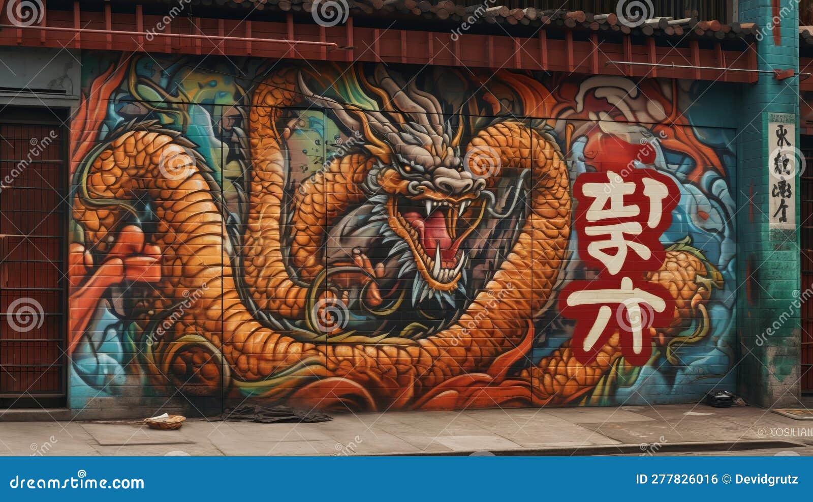 Chinese Graffiti on Street Wall. Generative AI Stock Illustration ...