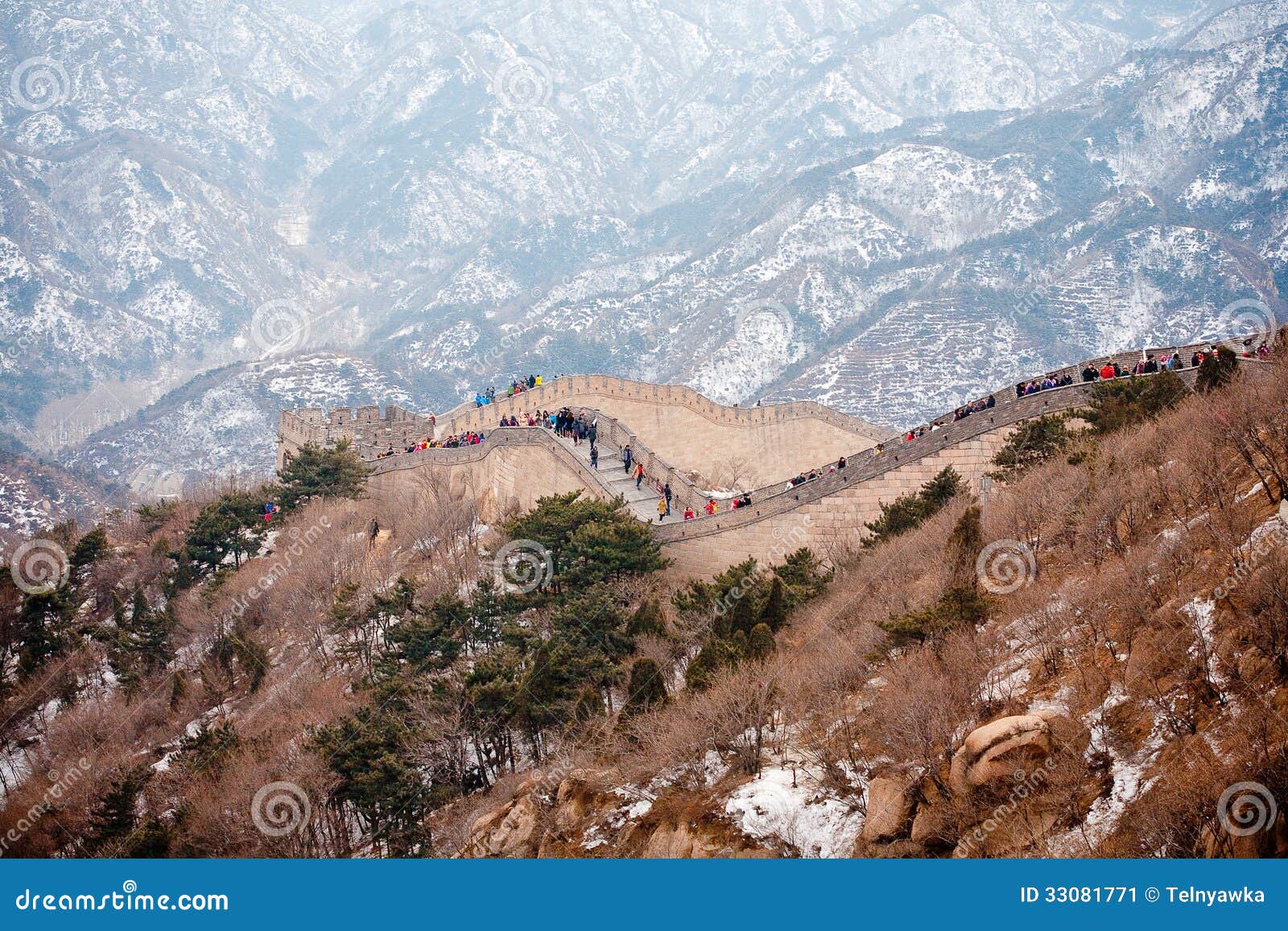 Chinese Great Wall in Winter Stock Image - Image of beijing, cultural ...