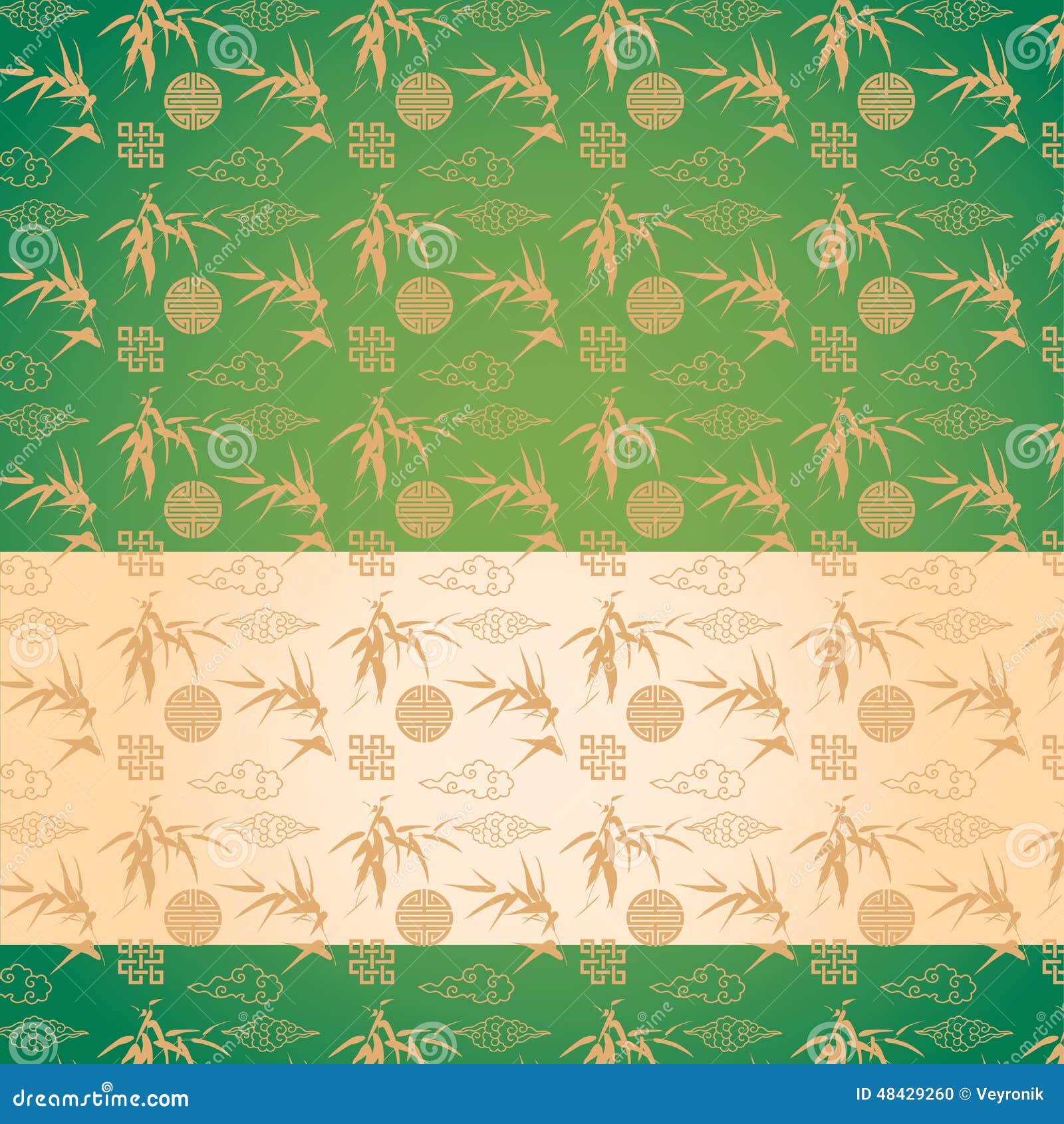 Chinese Green Bamboo Pattern Horizontal Banner Stock Vector ...