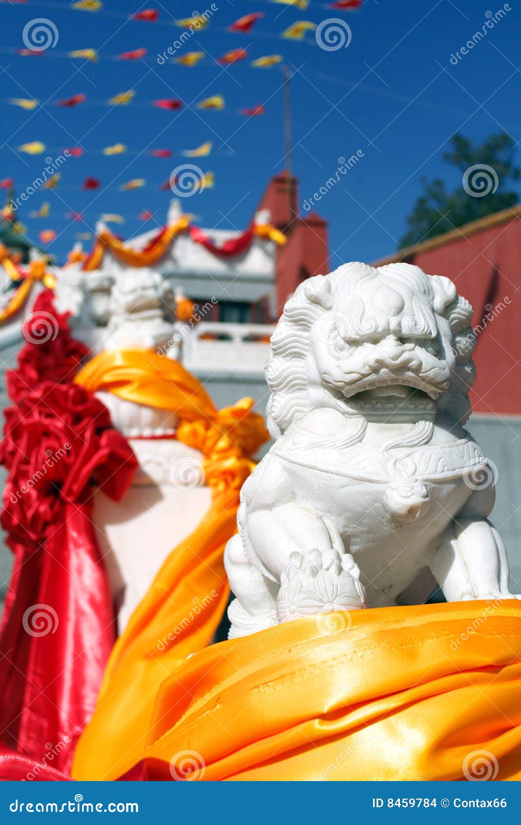 Chinese Guardian Lions in Front of the Temple Stock Photo - Image of ...