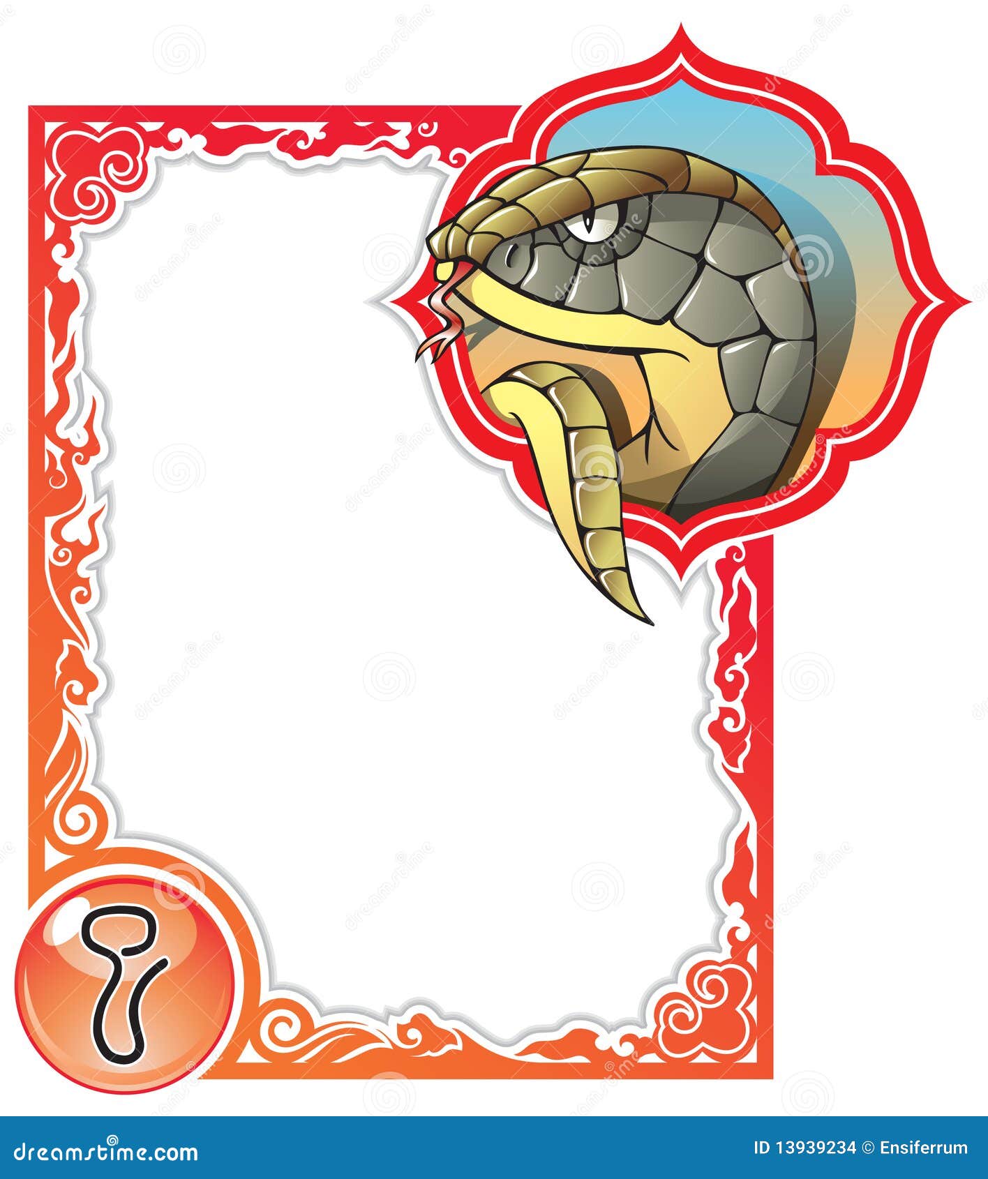 Chinese Horoscope Frame Series: Snake Vector Illustration ...