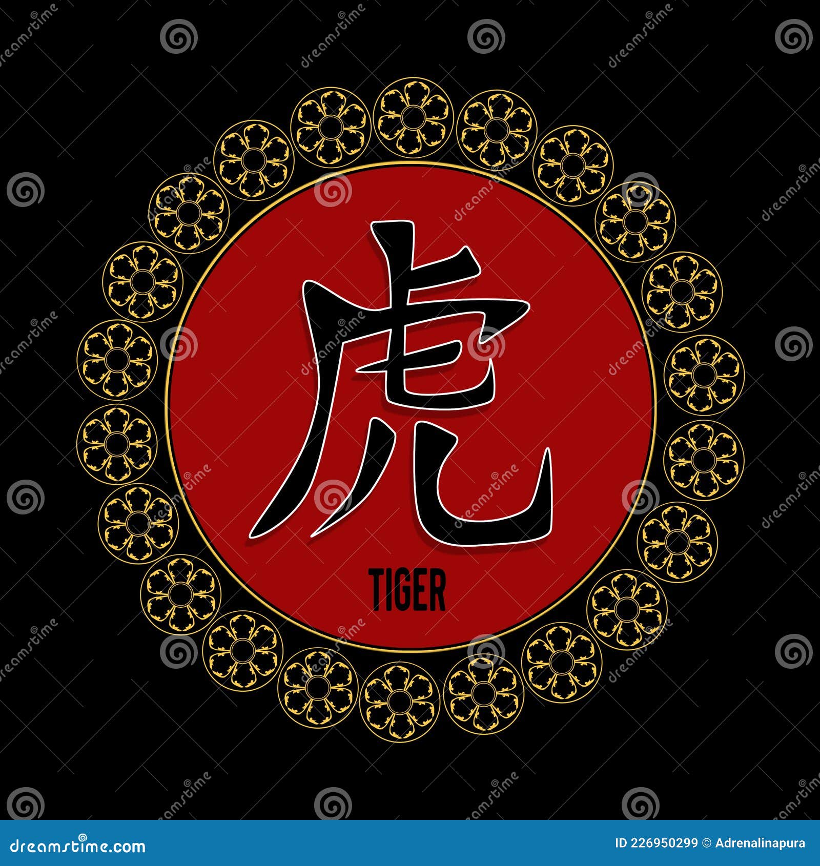 Chinese Horoscope Symbol of the Tiger Stock Illustration - Illustration ...