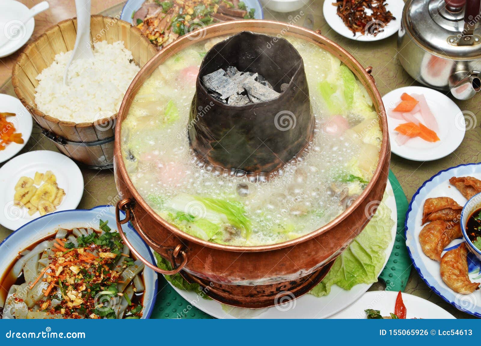 Chinese hot pot stock photo. Image of dish, meal, tofu - 155065926
