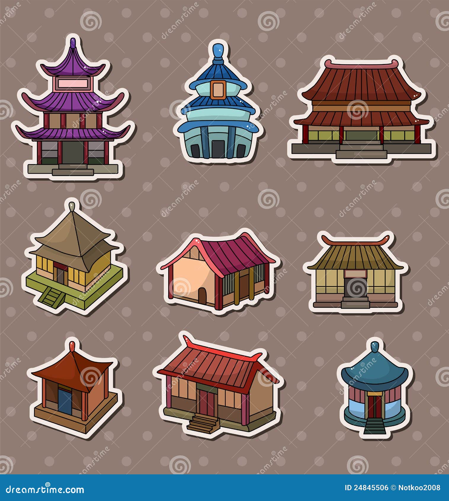 Chinese house stickers stock vector. Illustration of cute - 24845506