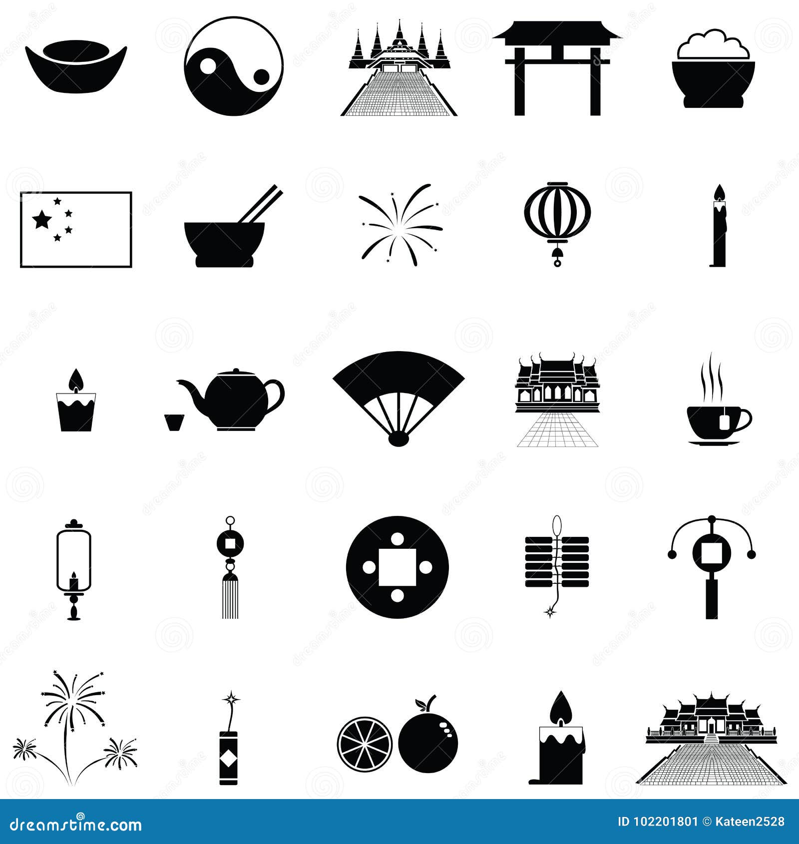 Chinese icon set stock vector. Illustration of china - 102201801