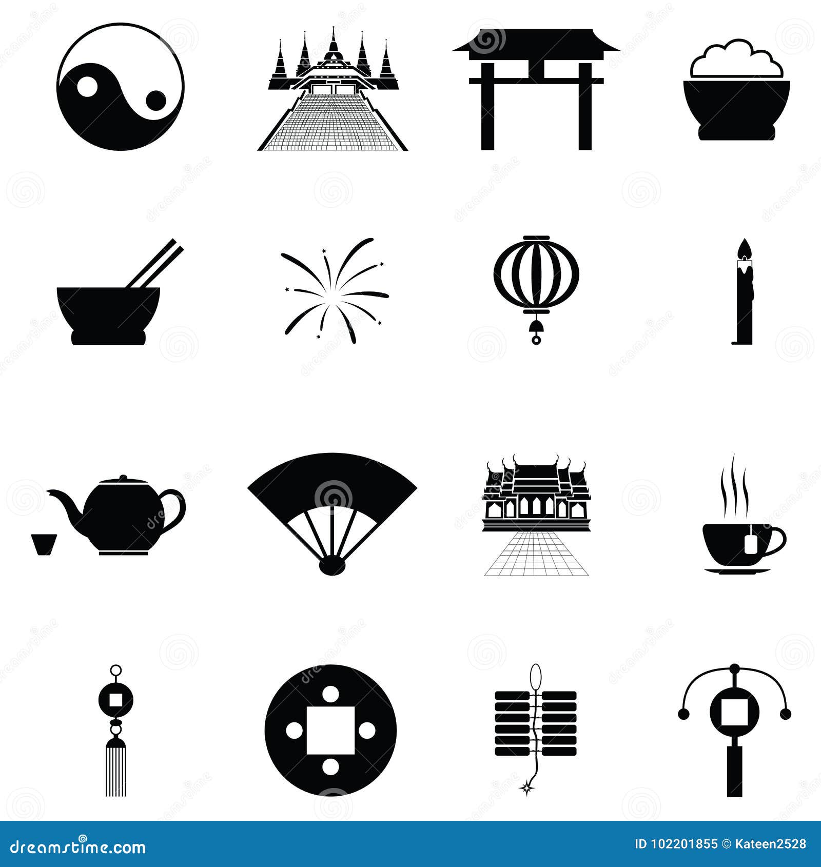 Chinese icon set stock vector. Illustration of asia - 102201855