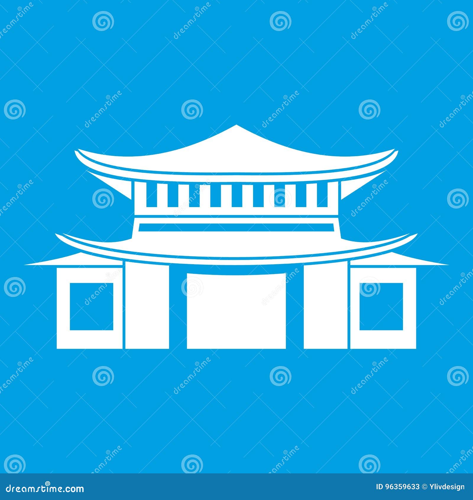 Chinese icon white stock vector. Illustration of architecture - 96359633