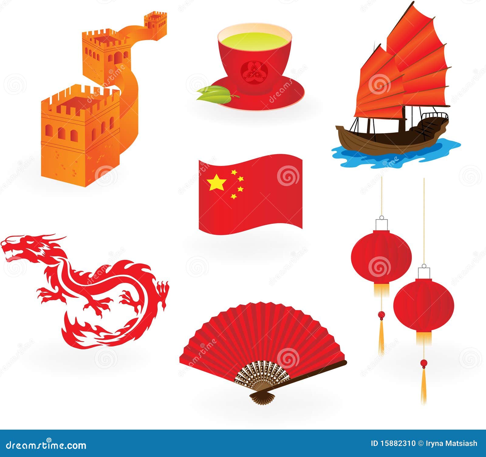 Chinese icons. stock vector. Illustration of green, ancient - 15882310