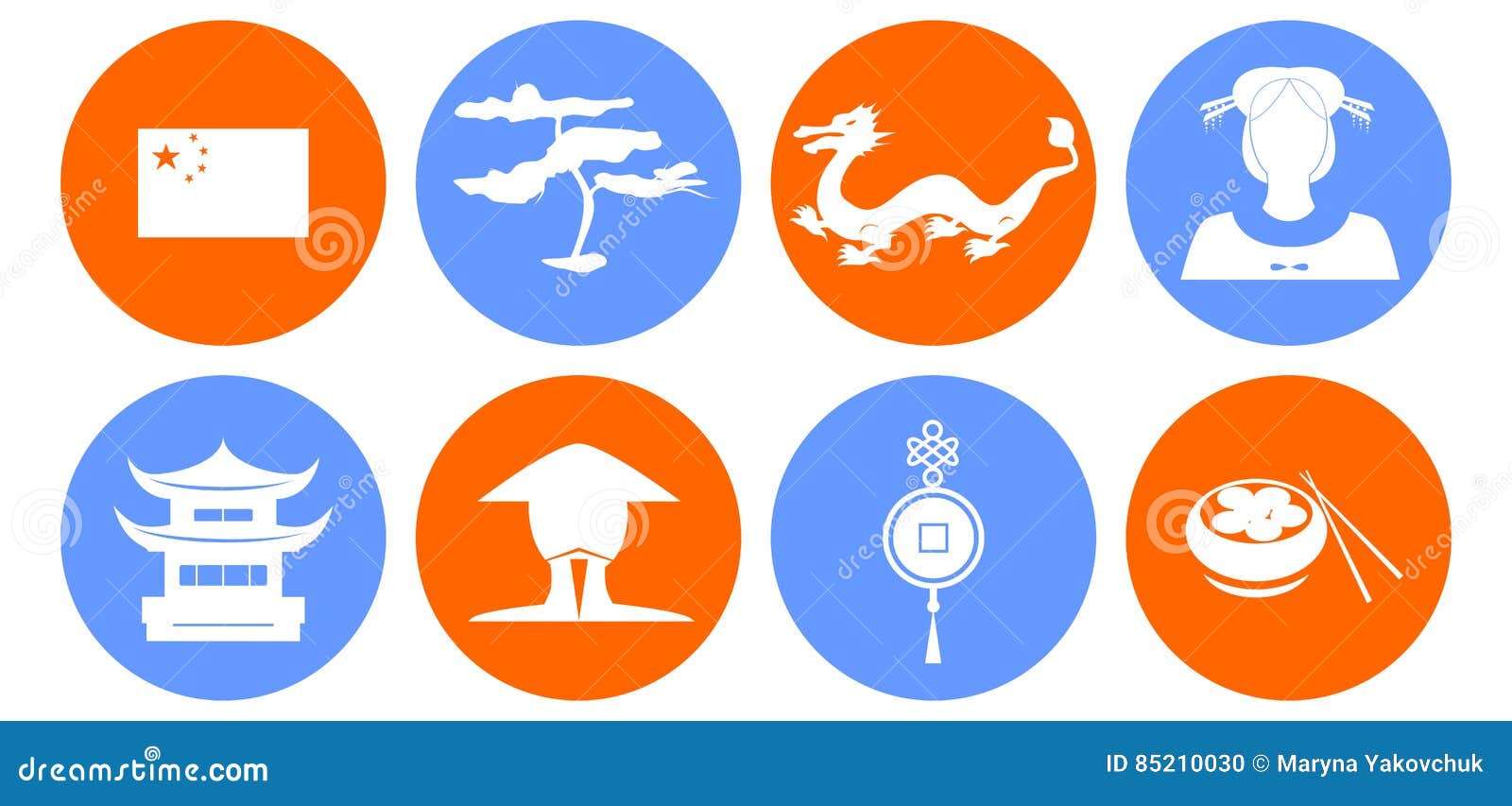 The chinese icons stock vector. Illustration of dragon - 85210030