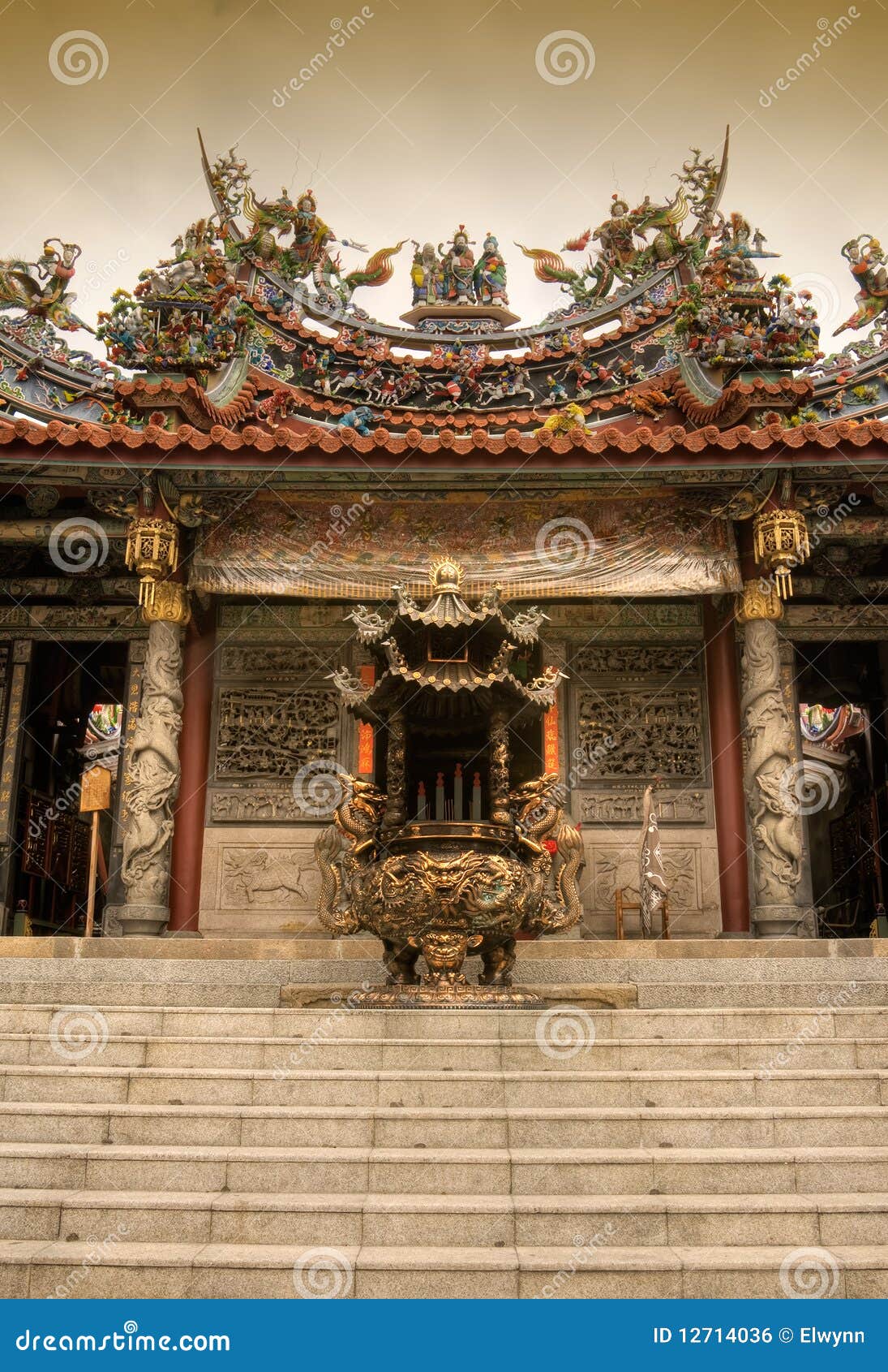Chinese Incense Burner and Temple Stock Photo - Image of buddhism ...