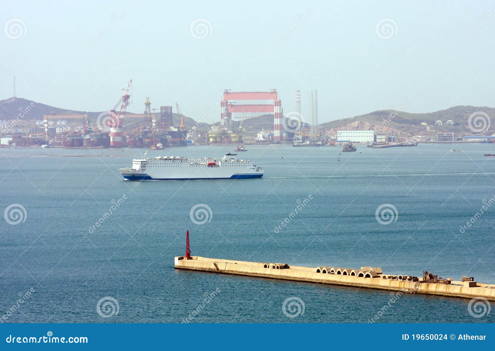Chinese Industrial Cargo Port Stock Photo - Image of gantry, crane ...