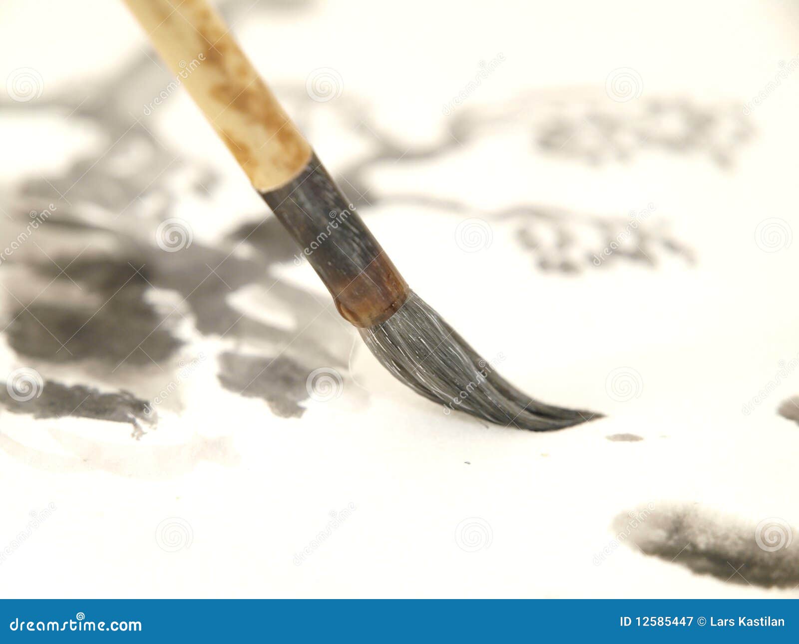 Chinese Ink Brush stock image. Image of calligraphy, white - 12585447