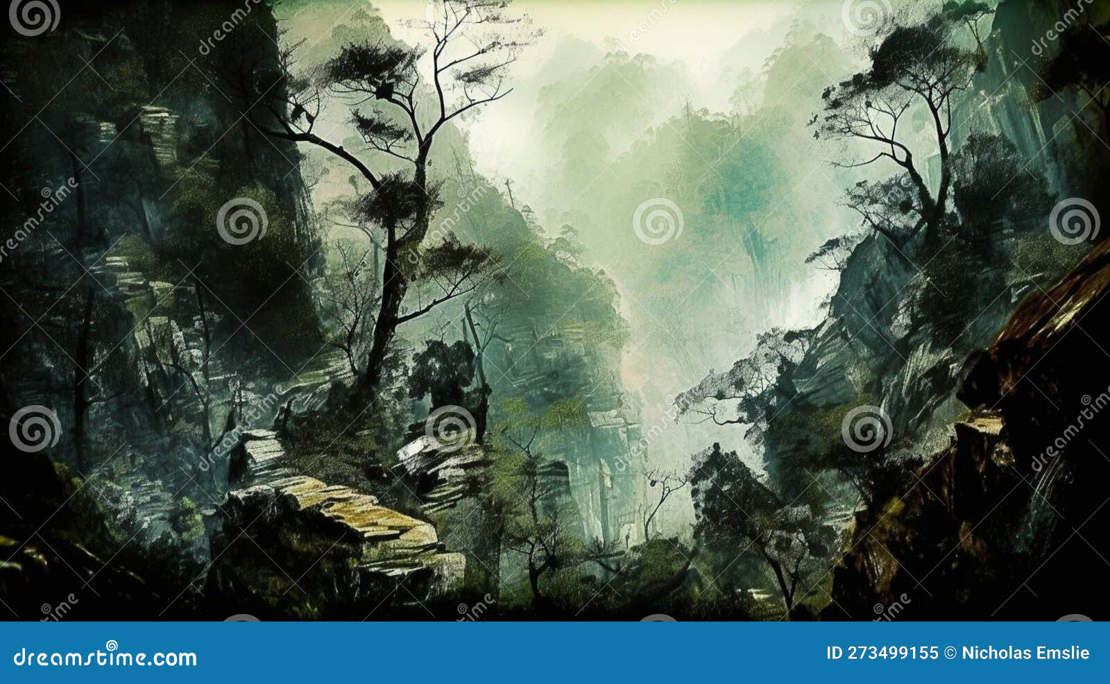 Chinese Ink Forest Landscape Wallpaper Background Ai Generated Stock ...