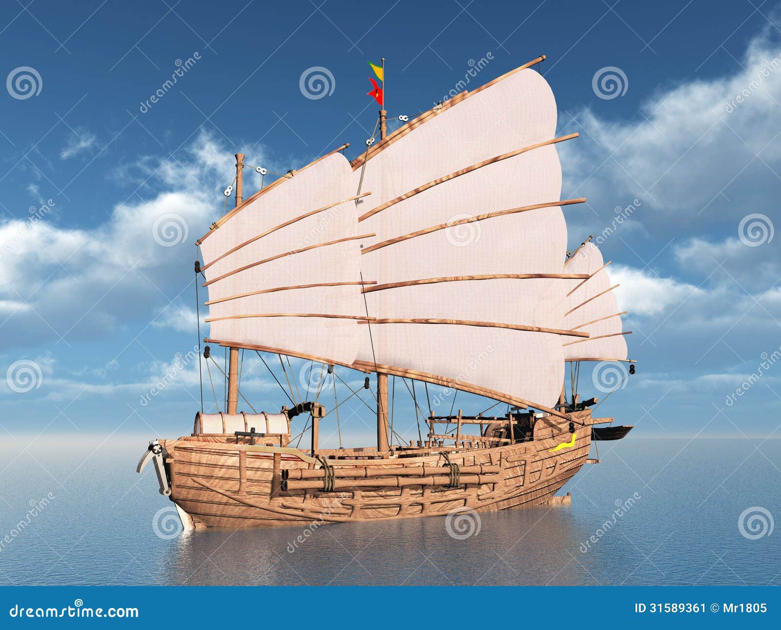 Chinese Junk stock illustration. Illustration of sailing - 31589361