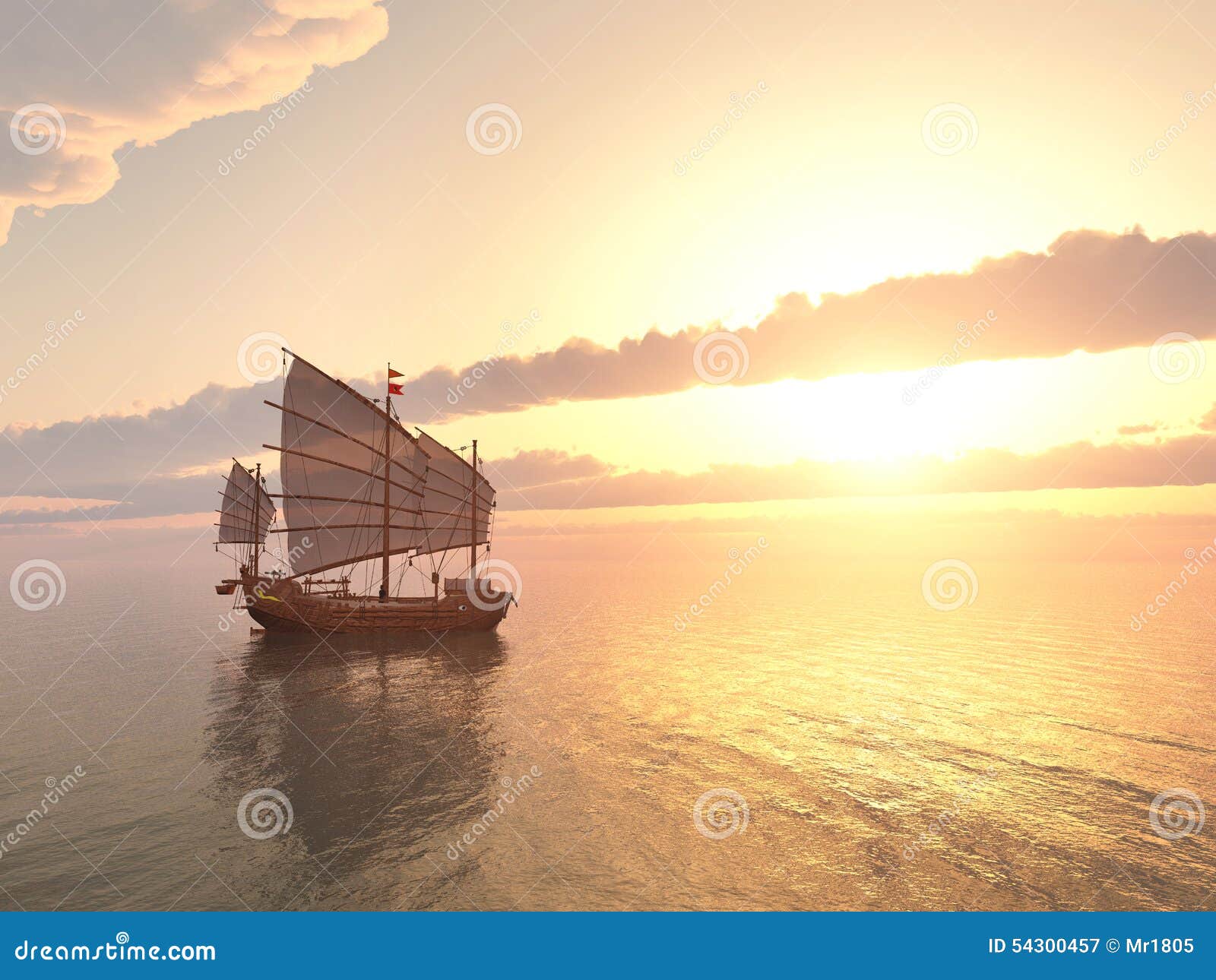 Chinese Junk stock illustration. Illustration of east - 54300457