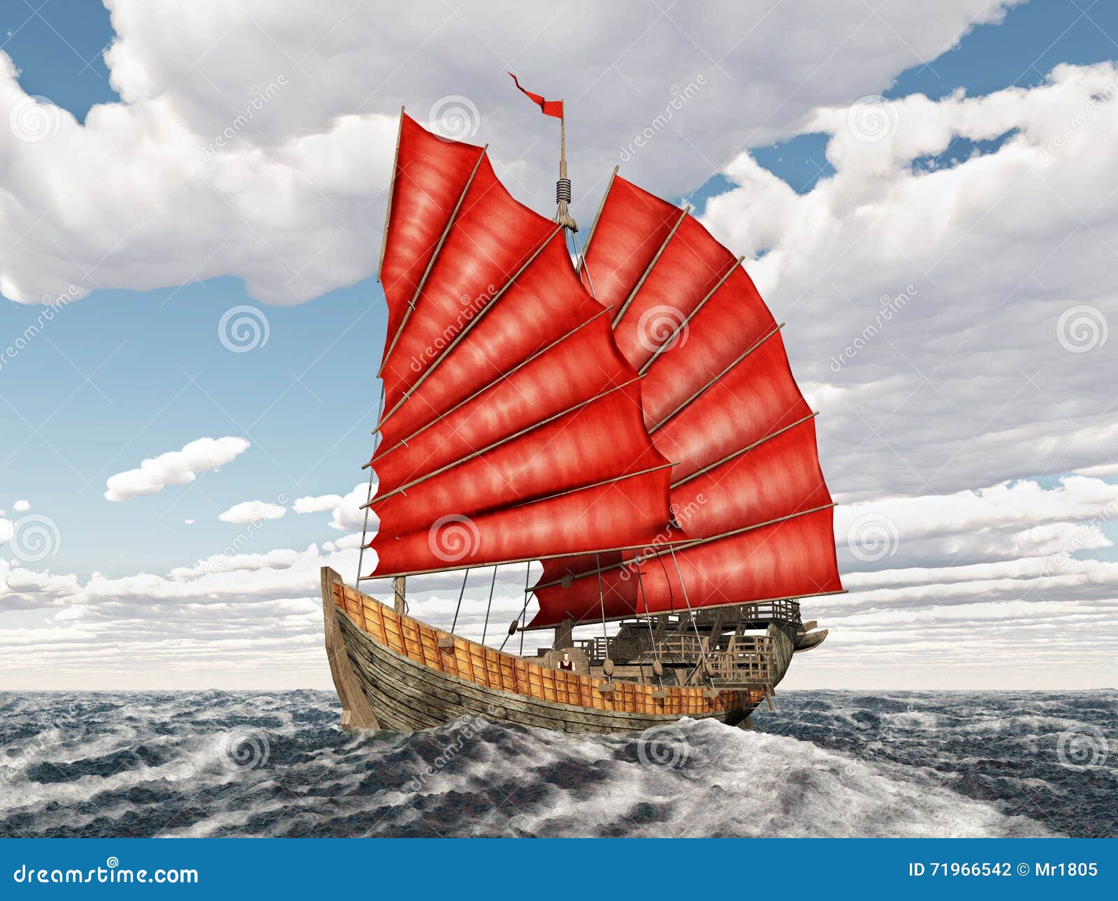 Chinese junk ship stock illustration. Illustration of sailing - 71966542