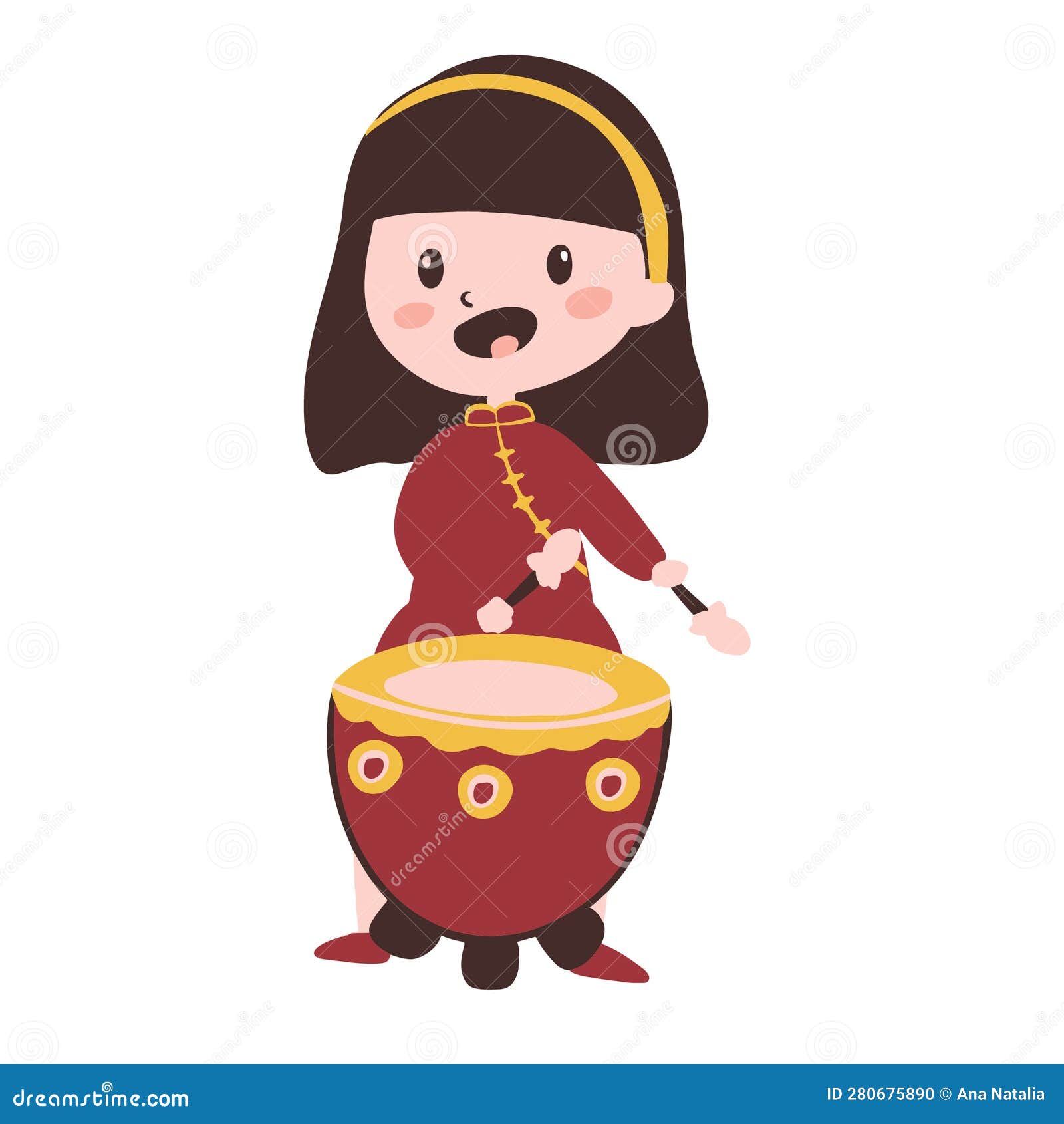 Chinese Boy Child In Traditional Tang Suit Clapping Excited Black And ...