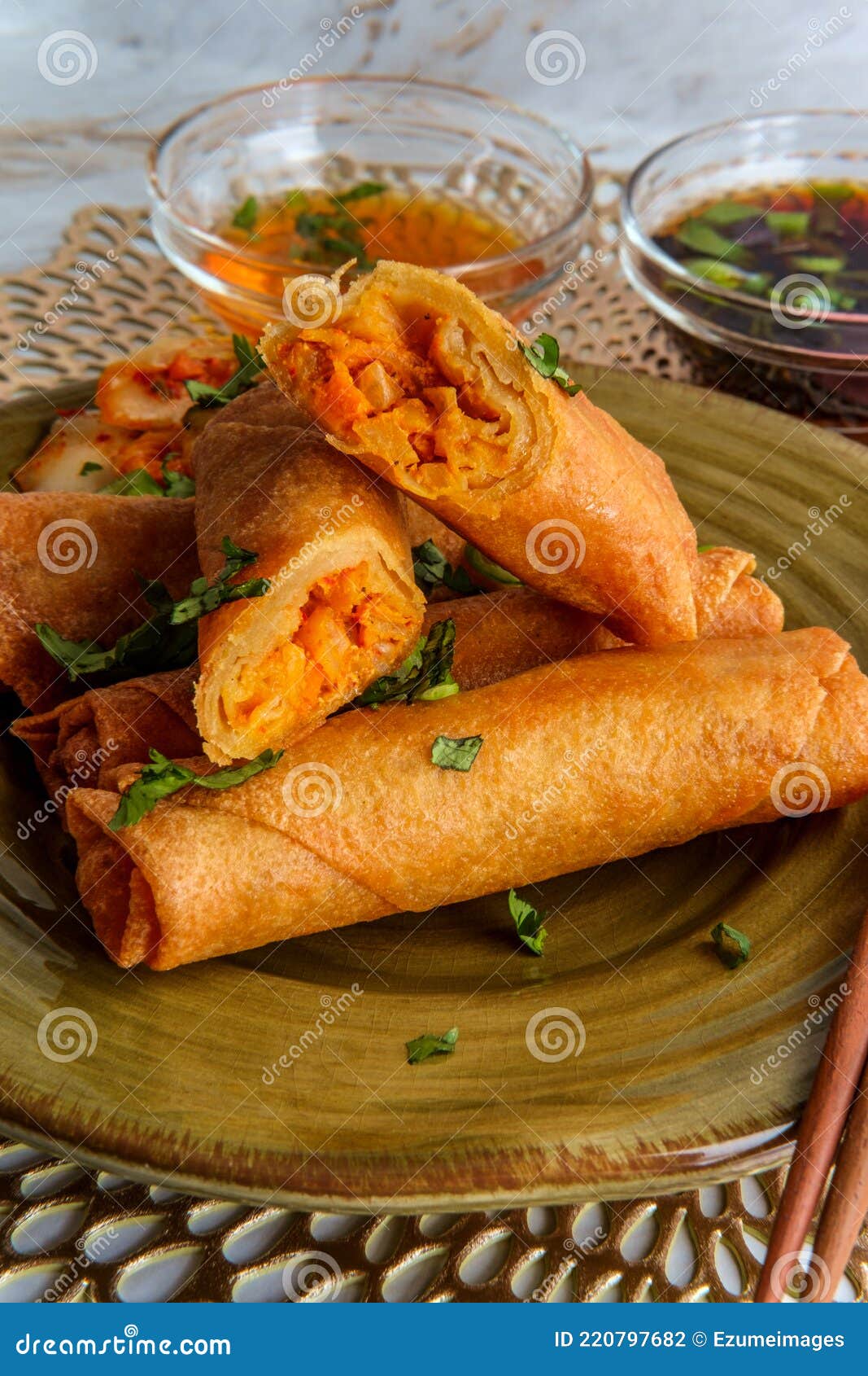 Chinese Kimchi Spring Rolls Stock Photo - Image of eating, fermented ...