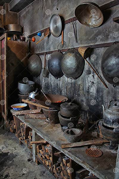 Chinese kitchen old days stock image. Image of cooking - 25912755