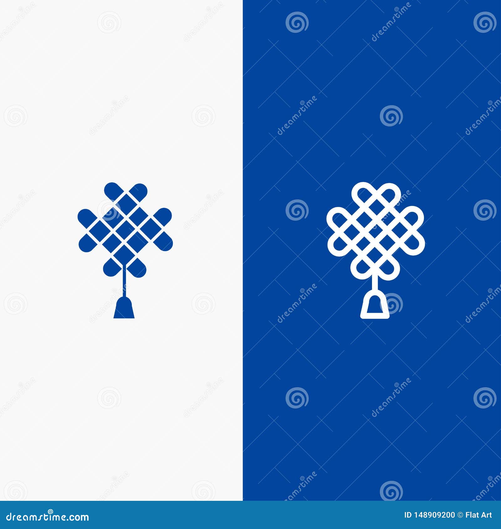 Chinese Knot, China, Chinese, Decoration Line and Glyph Solid Icon Blue ...