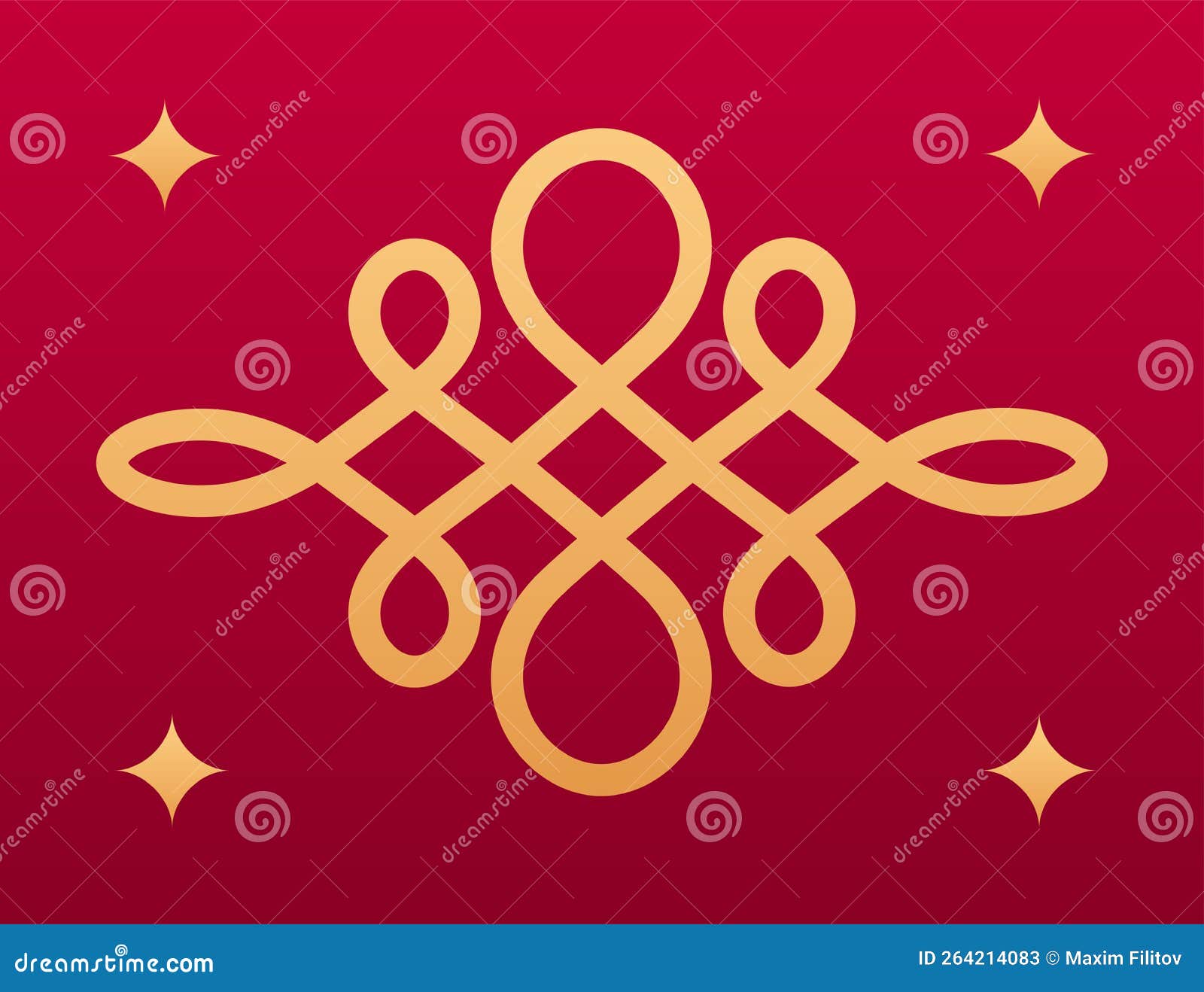 Chinese Knot Decorative Element, Pattern. Asian Golden Nodes ...