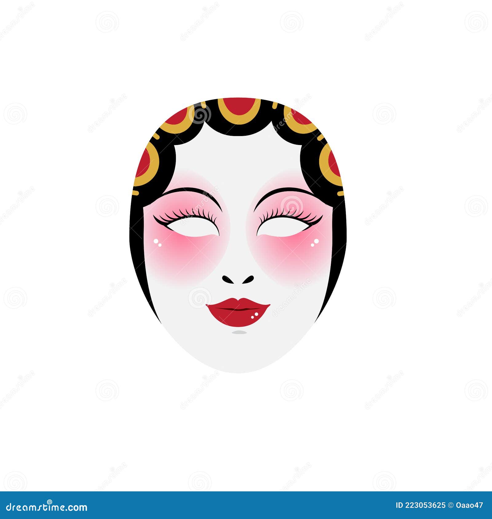 Chinese lady opera mask stock vector. Illustration of decorate - 223053625