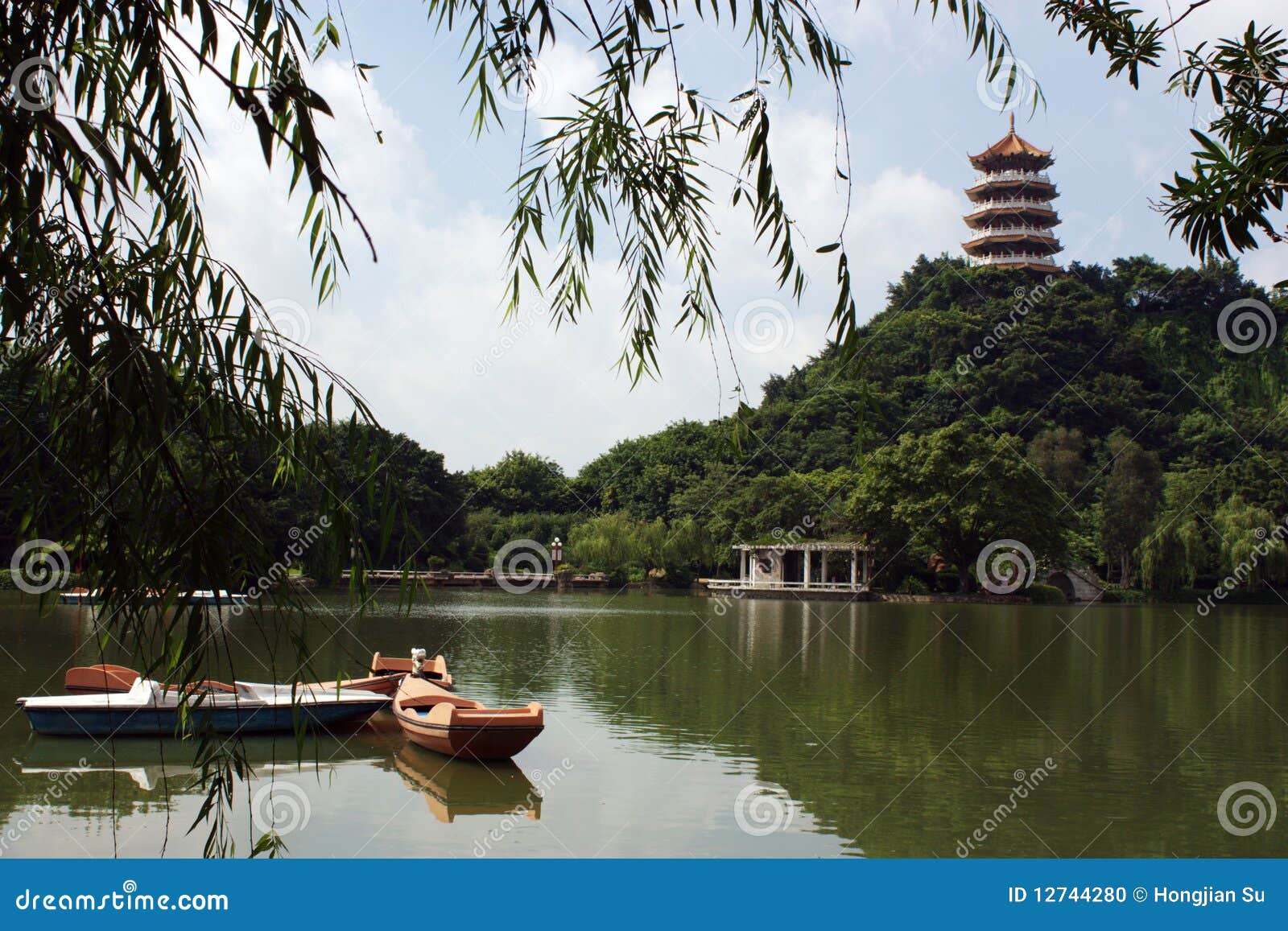 A Chinese Landscape Park Spring Stock Photo - Image of landscape ...
