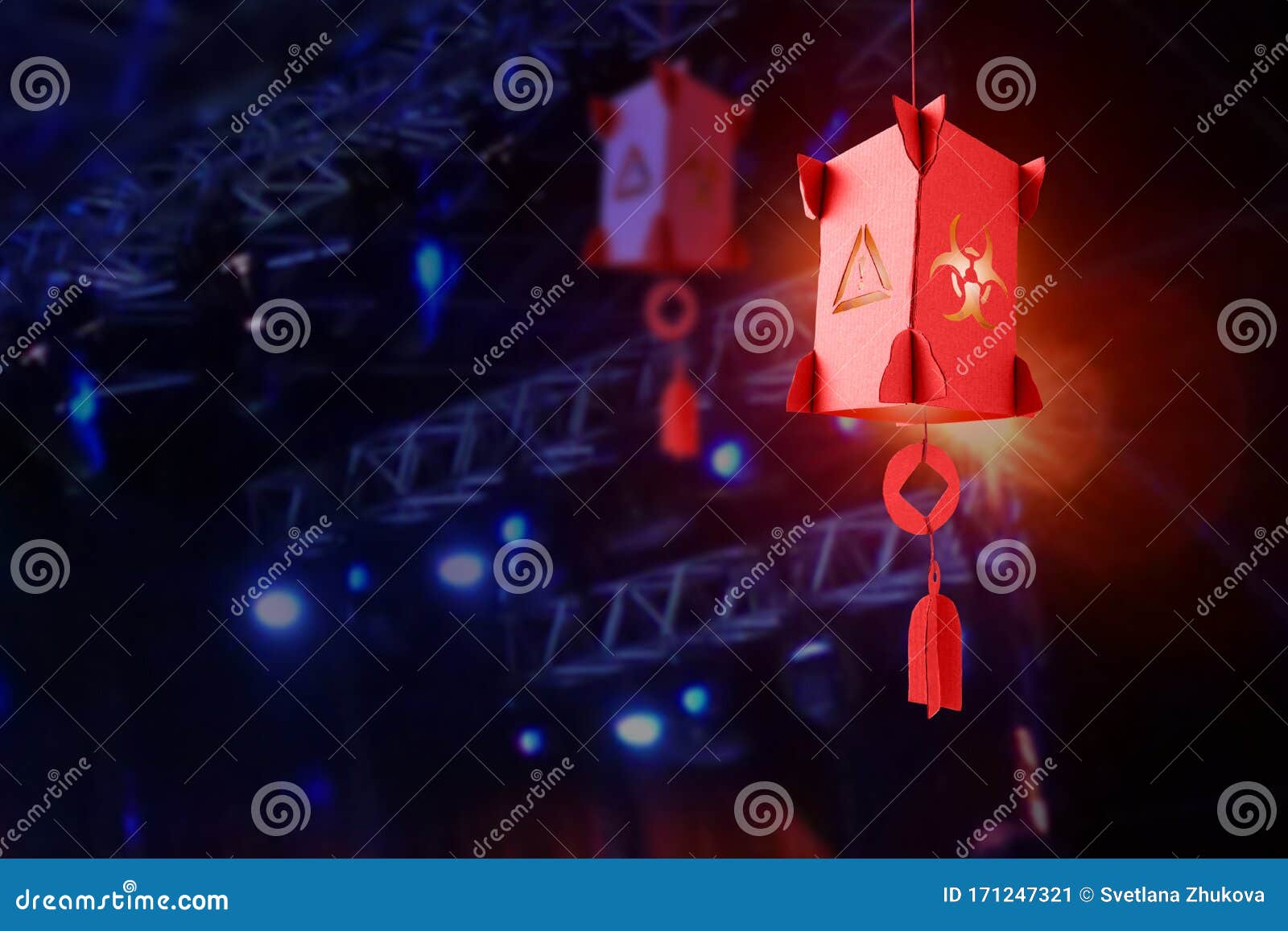 Chinese Lantern with Biohazard Symbol As Coronavirus Outbreak Danger ...