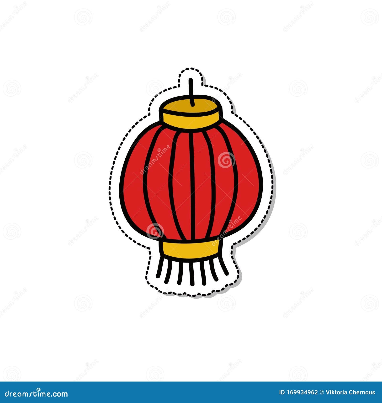 Chinese Lantern Doodle Icon, Vector Illustration Stock Illustration ...