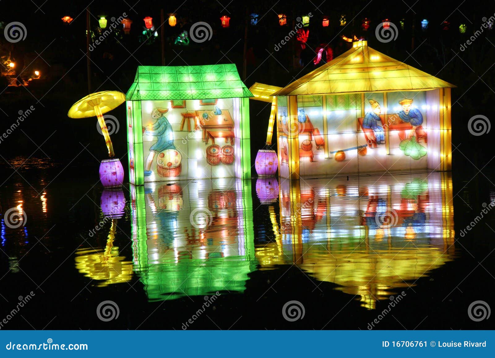 Chinese Lantern Display. The Moon Goddess Chang`e And Rabbits Editorial ...