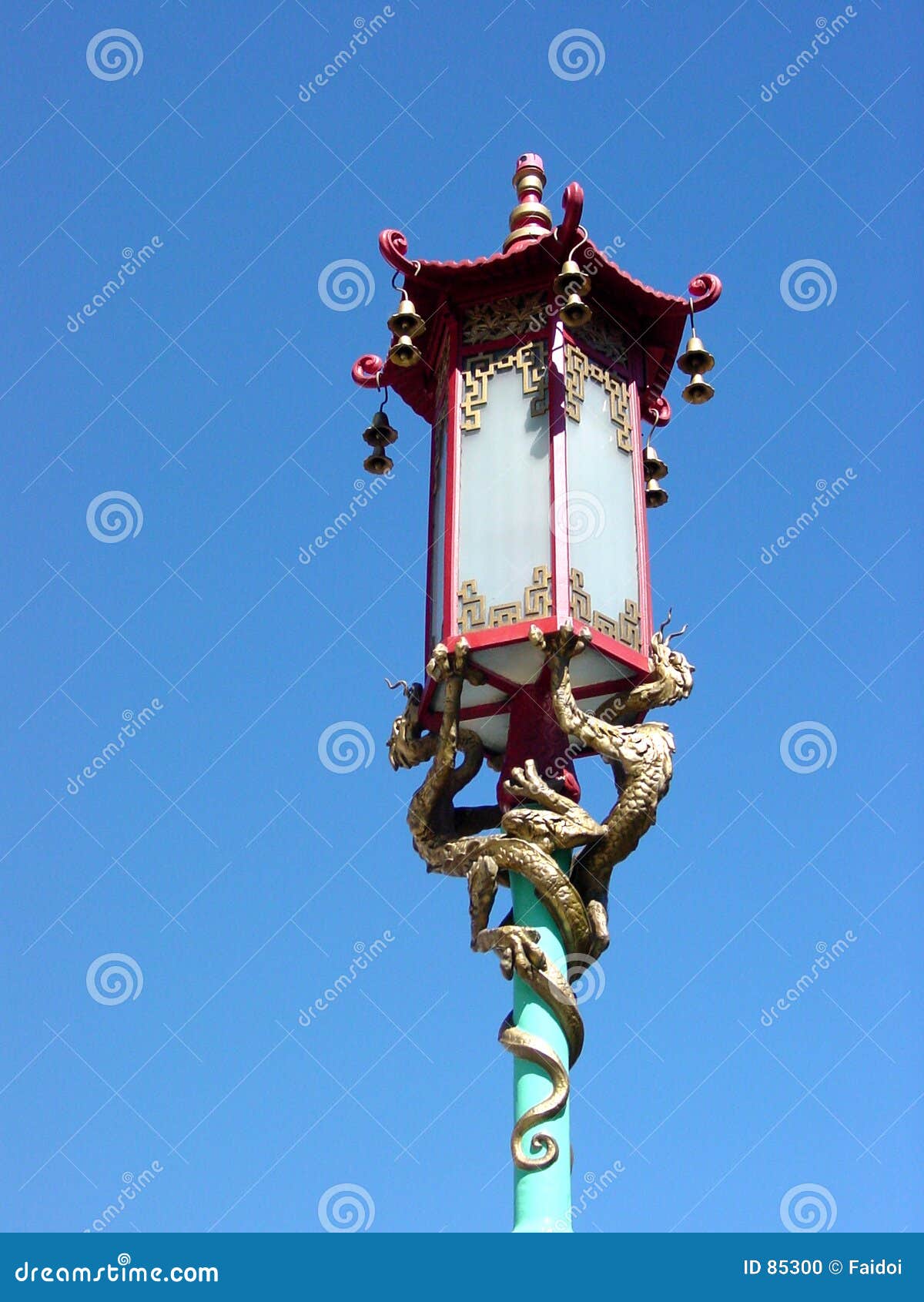 Chinese lantern lamppost stock photo. Image of asian, post - 85300