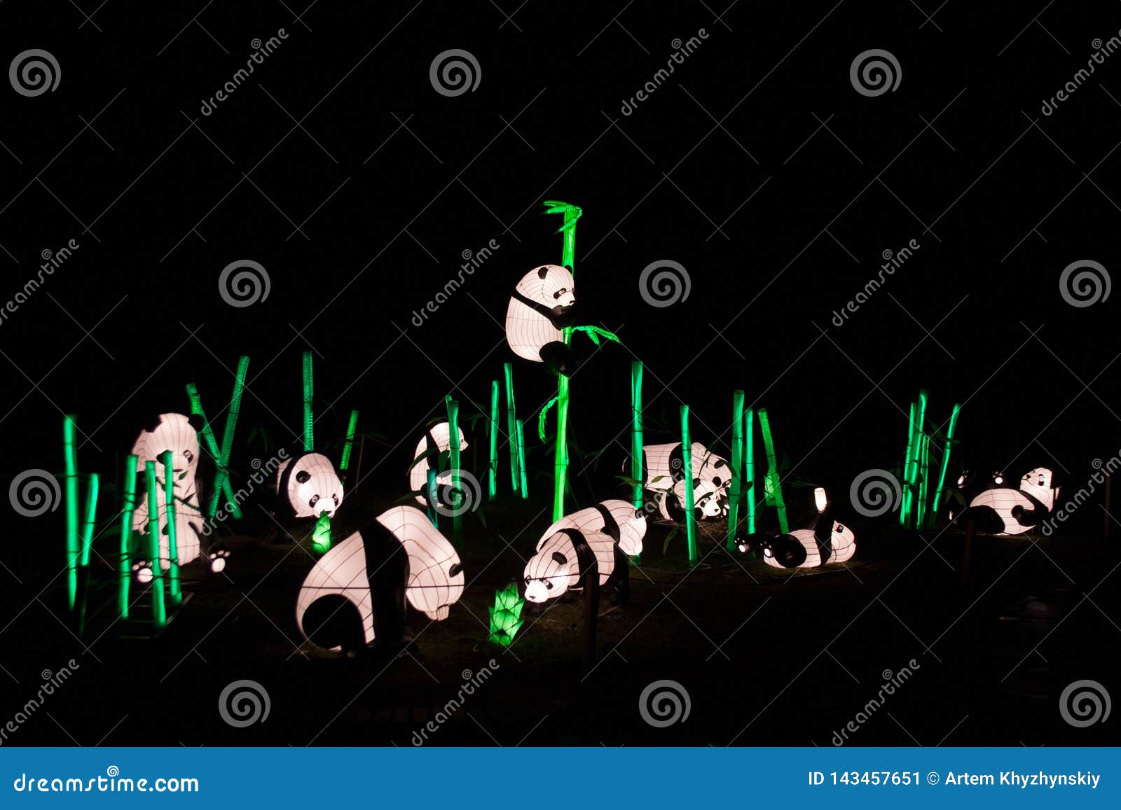 Chinese Lanterns Installation with Panda Bears Stock Image - Image of ...
