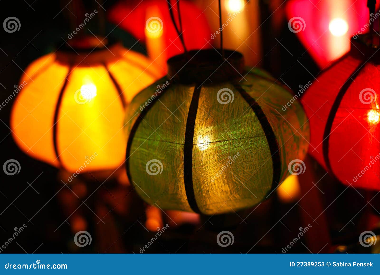 Chinese Lanterns with Lights Glowing, Chinese New Stock Image - Image ...