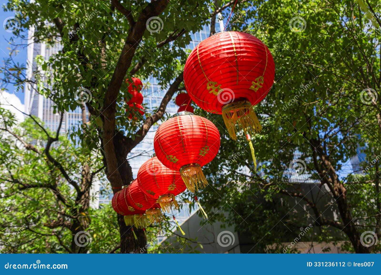 Chinese Lanterns on a Tree in the Park Stock Photo - Image of festival ...