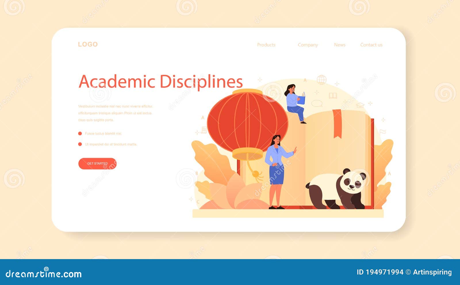 Chinese Learning Web Banner or Landing Page. Language School Stock ...