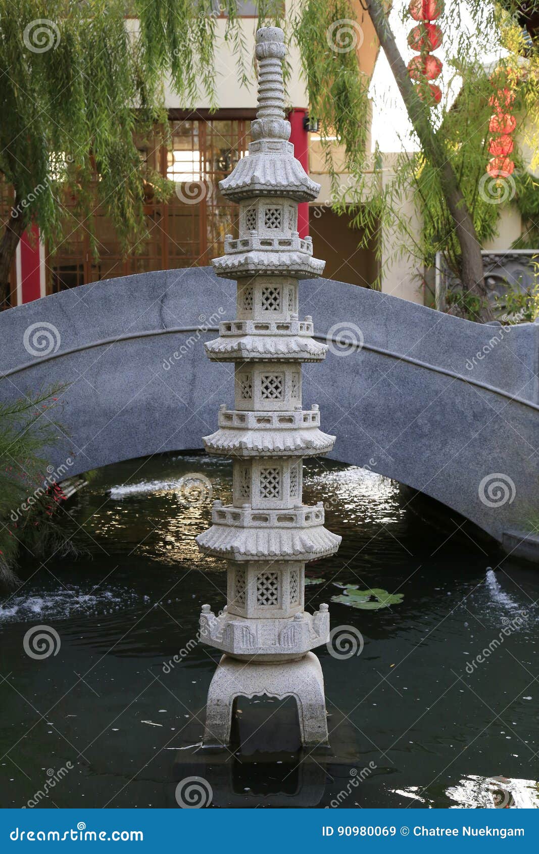 Chinese light tower stock image. Image of garden, landscape - 90980069