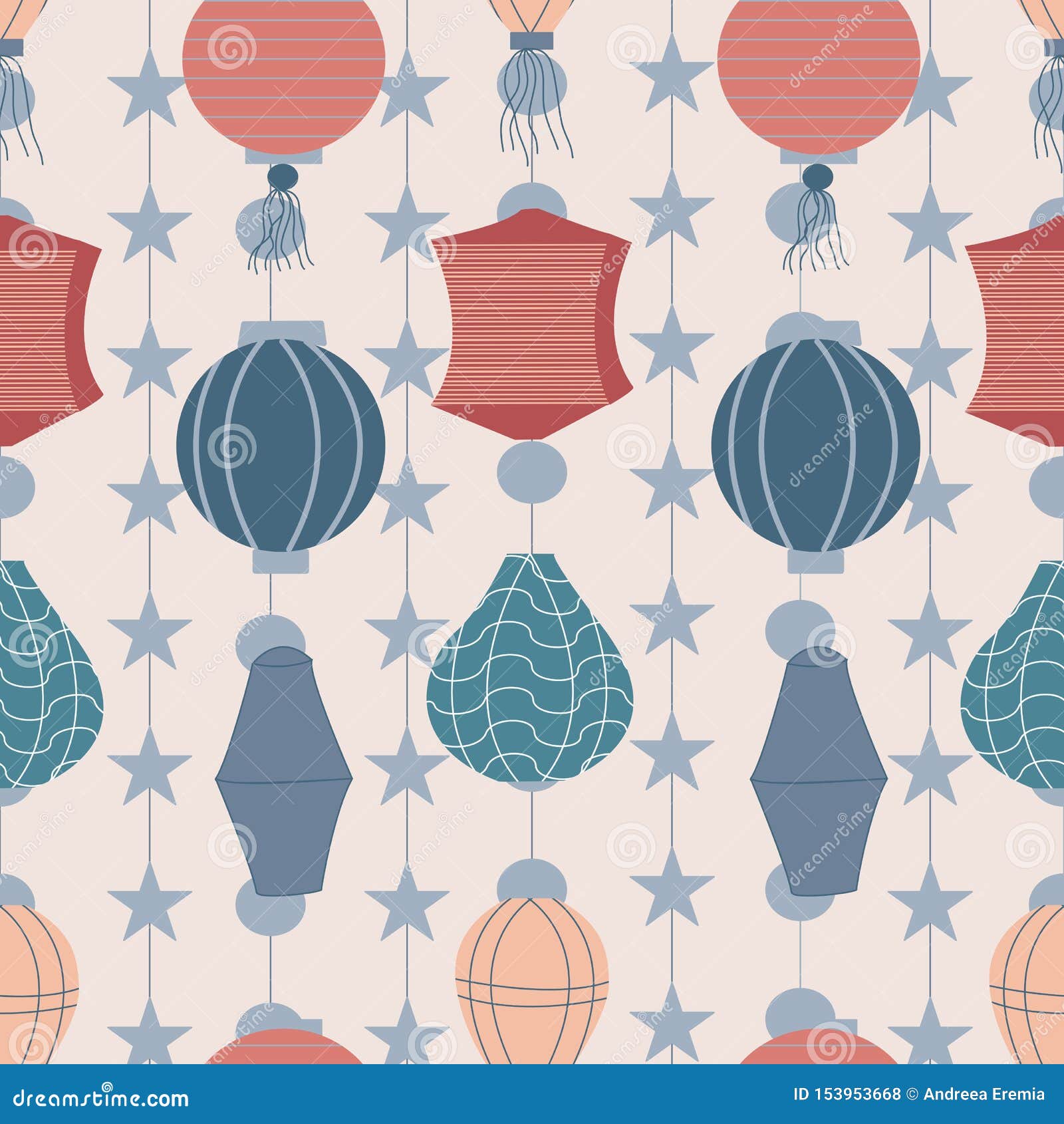 Chinese Lights in a Seamless Pattern Design Stock Illustration ...
