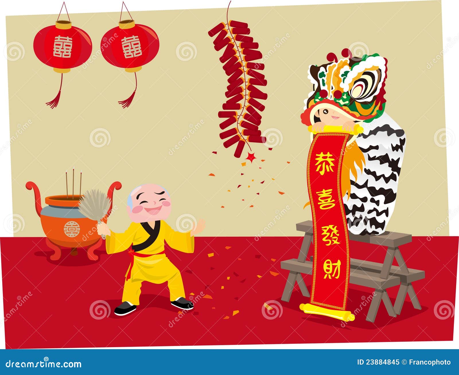 Chinese Lion Dance stock vector. Illustration of colorful - 23884845