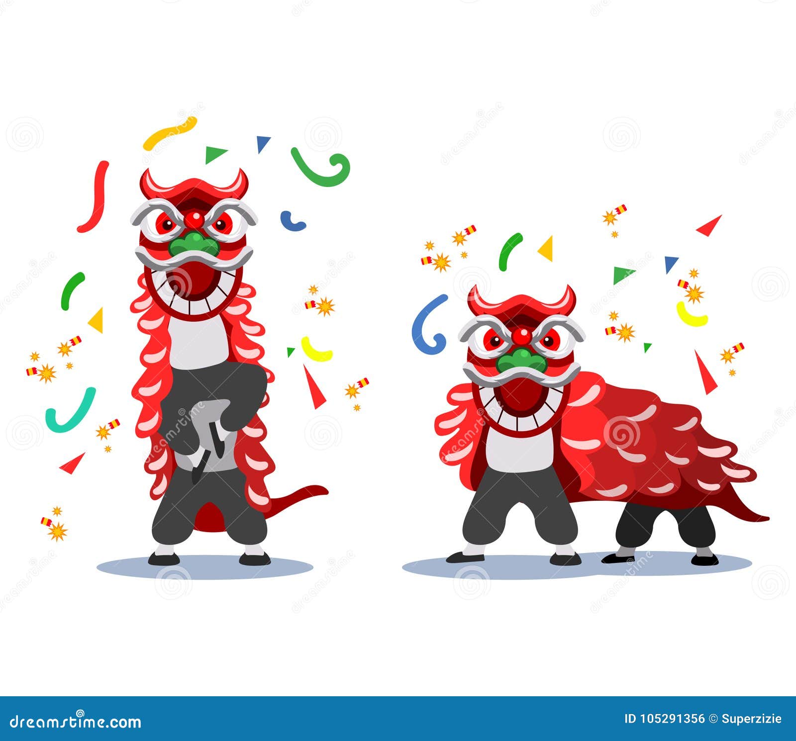 Chinese Lion Dance stock vector. Illustration of lion - 105291356