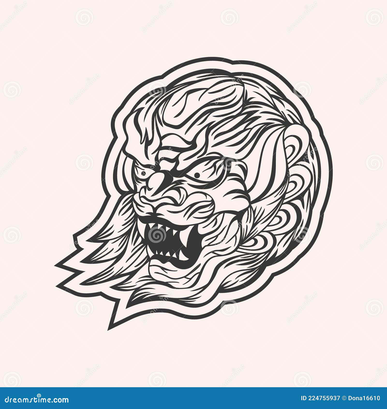 Chinese lion stock vector. Illustration of powerful - 224755937