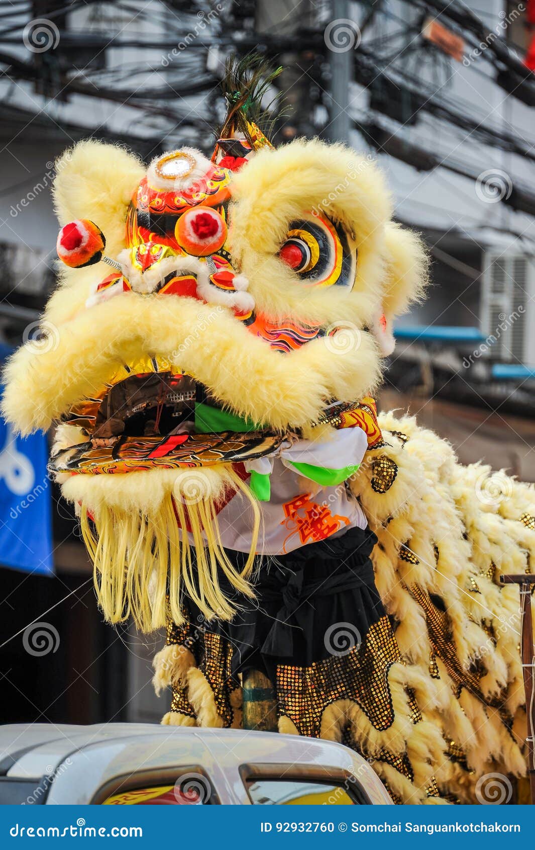 Chinese lion mask stock photo. Image of greeting, dance - 92932760