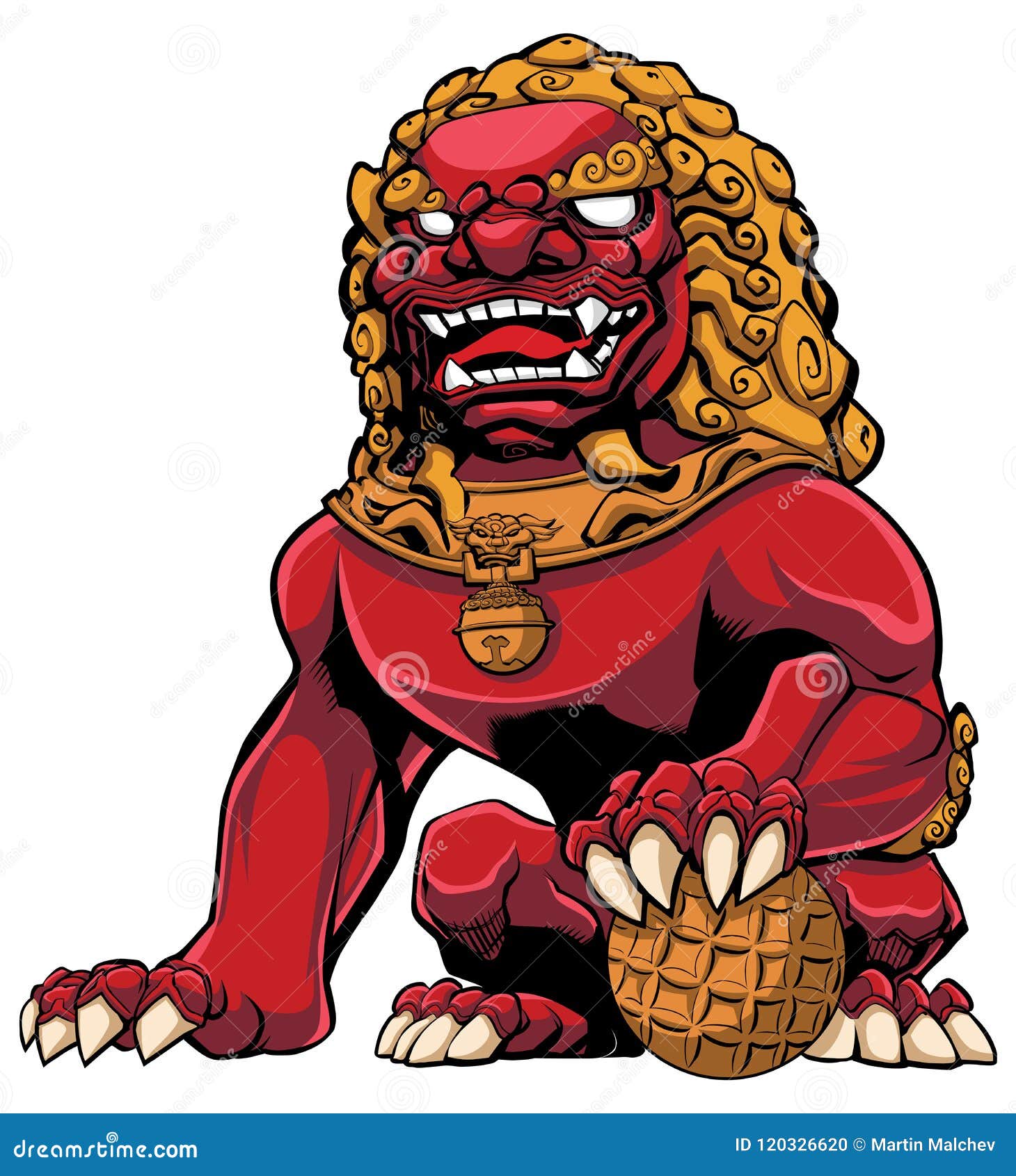 Chinese Lion Red stock vector. Illustration of patriotism - 120326620