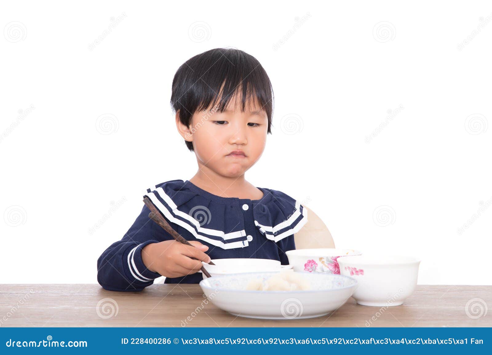 Chinese Little Girl Eating at the Table Stock Photo - Image of growth ...