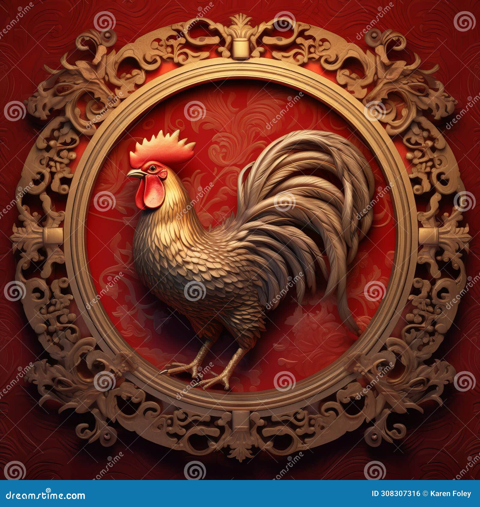 Chinese Lunar New Year of the Rooster Stock Illustration - Illustration ...